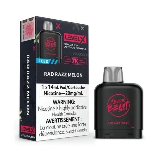 Rad Razz Melon Iced - Flavour Beast Level X Pod 14mL [Federal Stamp ...